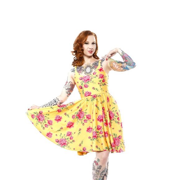 Sourpuss | Dresses | Nwt Sourpuss Yellow Antique Rose Sweets Dress ...